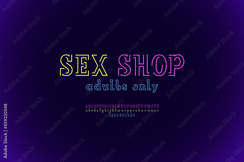 Neon color font, modern neon alphabet with line, uppercase letters and ...