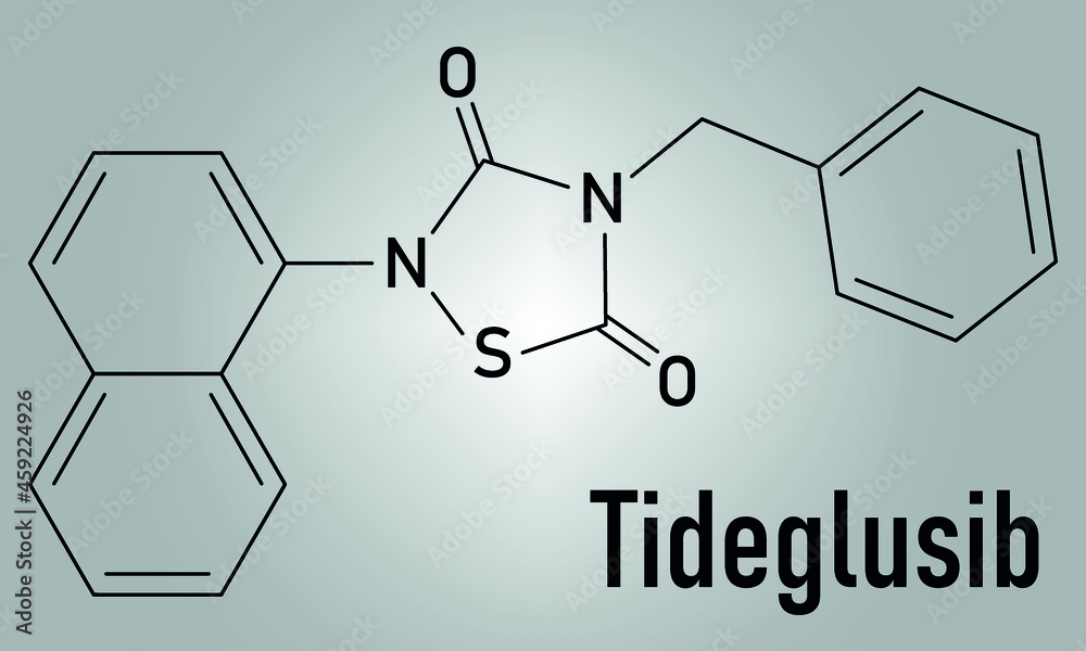 Tideglusib drug molecule (GSK-3 inhibitor). Skeletal formula. Stock ...