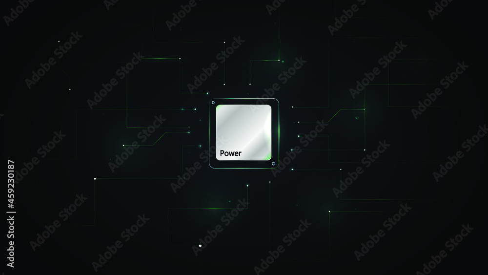 technology background and power button and main board or CPU vector ...