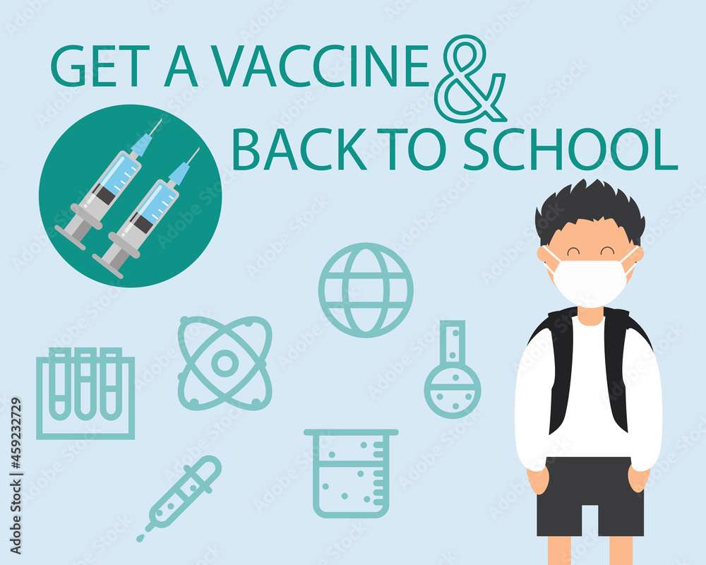 Time to vaccinate and back to school concept: Cartoon vetor style for ...
