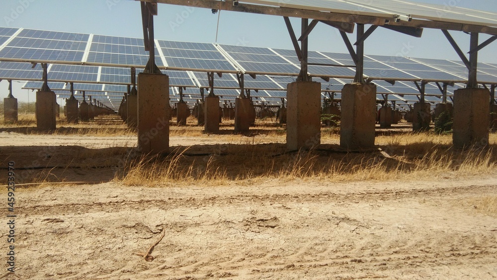 Solar power plant. Renewable energy production using sun light. Stock ...