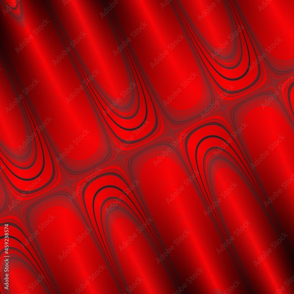 repeating polar coordinate design in vivid red to black coloured ...