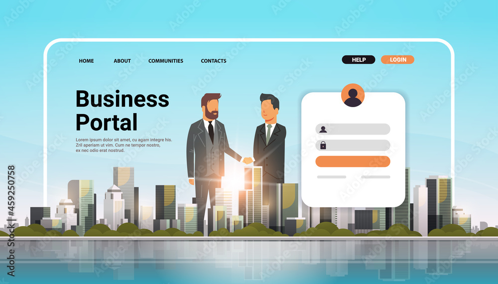 business portal website landing page template businesspeople shaking ...