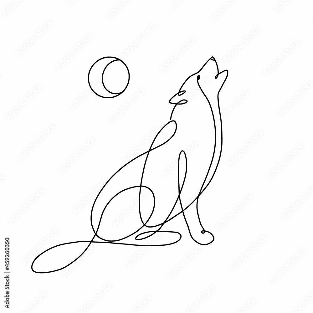 One line wolf logo on a white background. Stock Vector | Adobe Stock