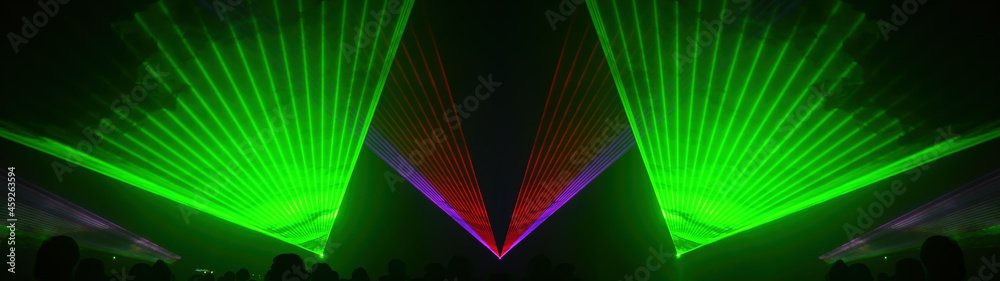 Lasershow festival disco party background banner panorama - Colorful ...