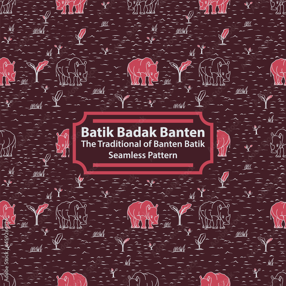 Batik Badak Banten - The Traditional of Banten Batik Seamless Pattern ...