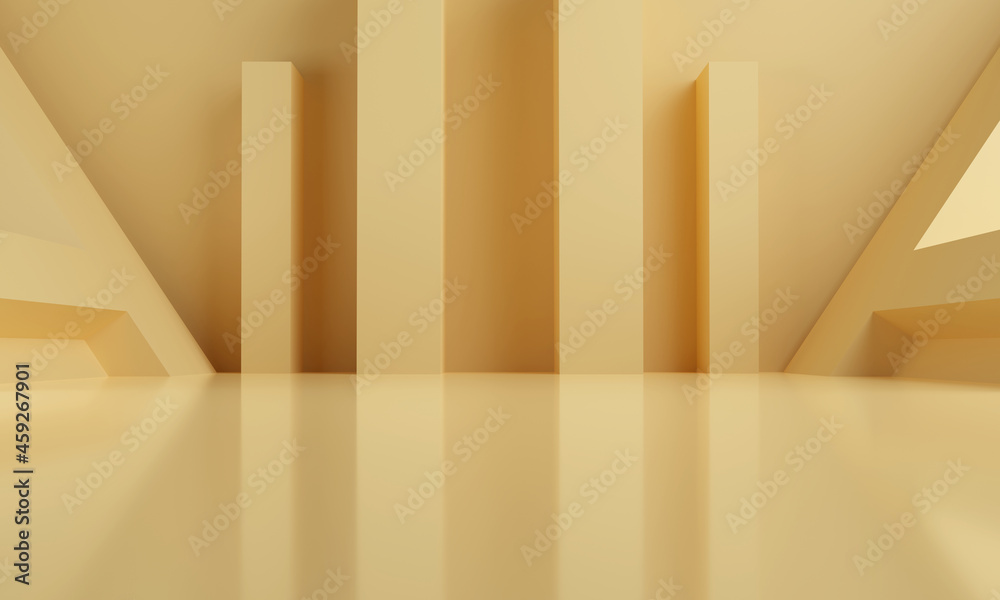 Abstract Modern Architecture Background,Empty yellow interior design,3d ...