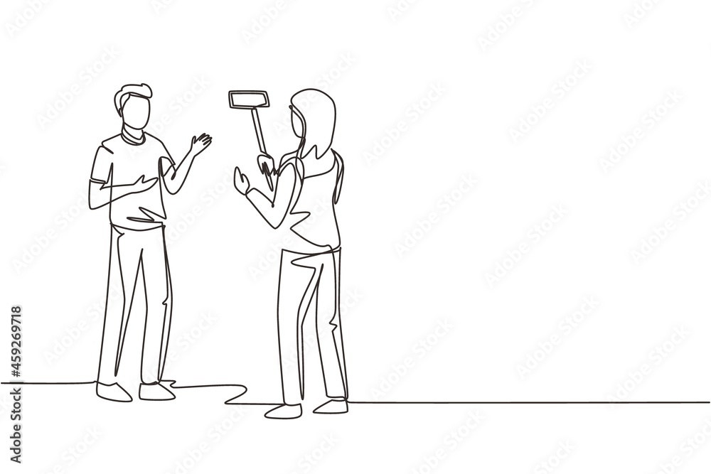 Single continuous line drawing blogging, vlogging, live video streaming ...