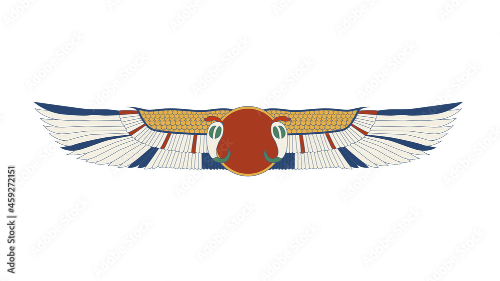 Egypt sun disk with wings. Egypt ornamental wings and snake composition ...