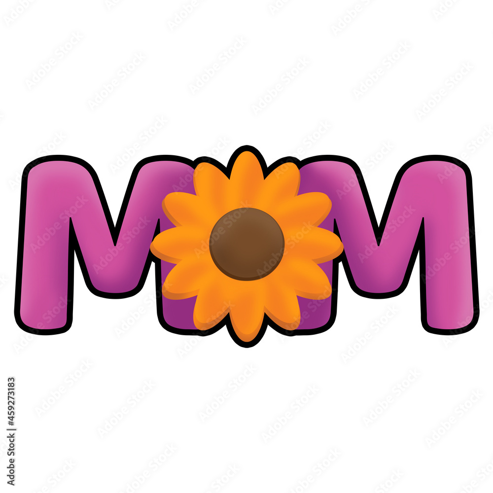 MOM word with sunflower. MOM text with sunflower art make it just ...