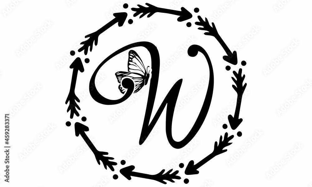 Butterfly Alphabet W SVG Design | Typography | Alphabet SVG Cut Files ...