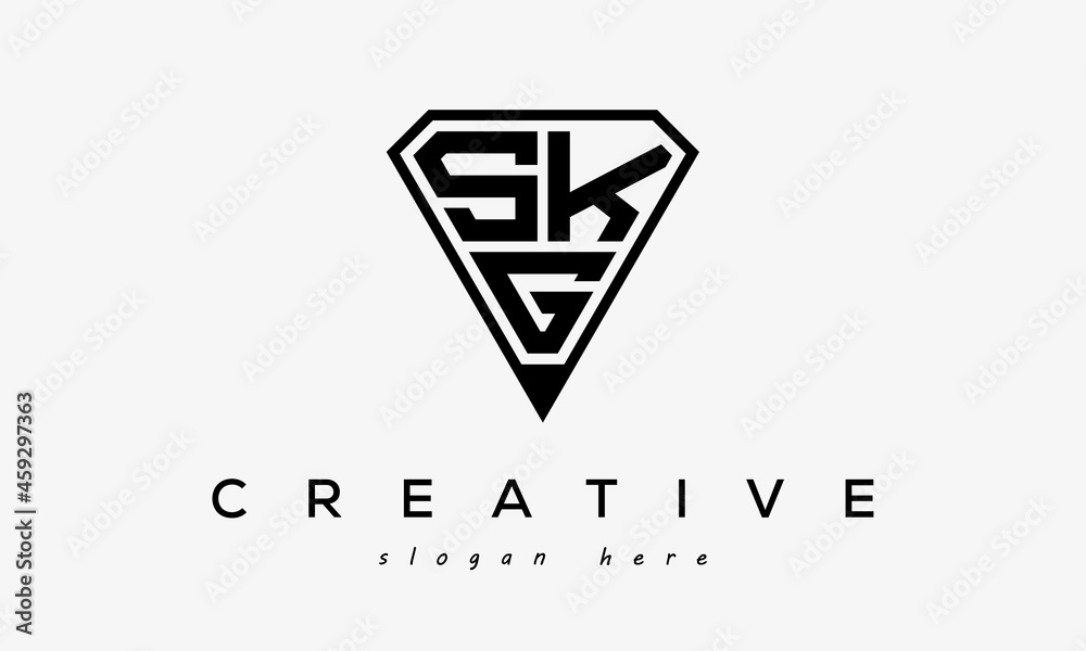 initial letters logo SKG black monogram diamond pentagon shape with ...