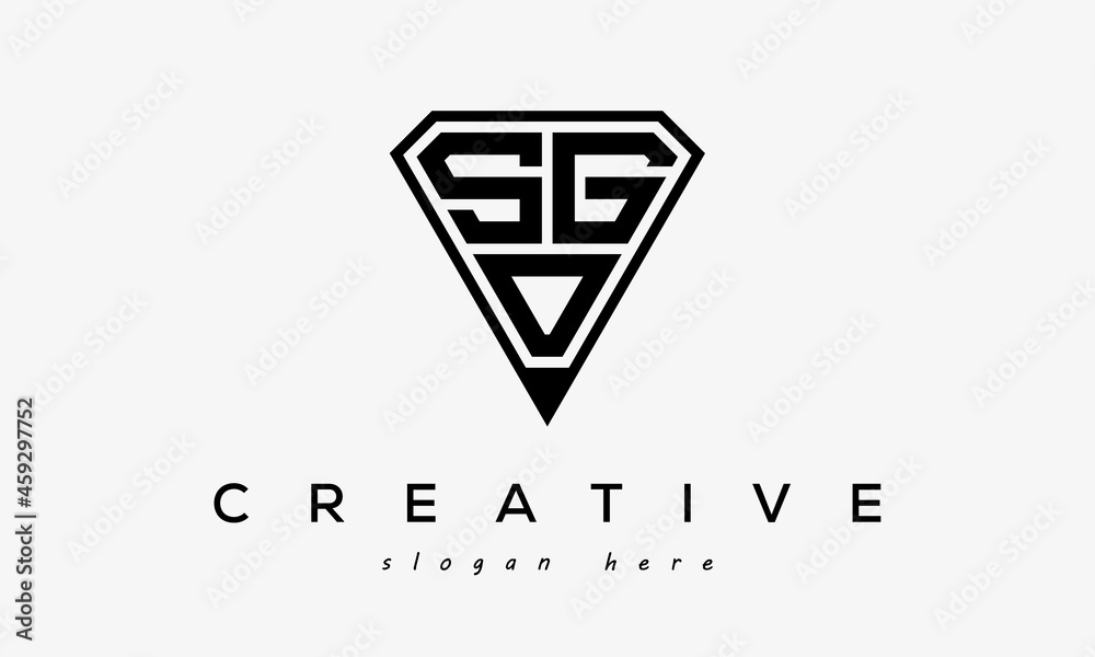 initial letters logo SGO black monogram diamond pentagon shape with ...