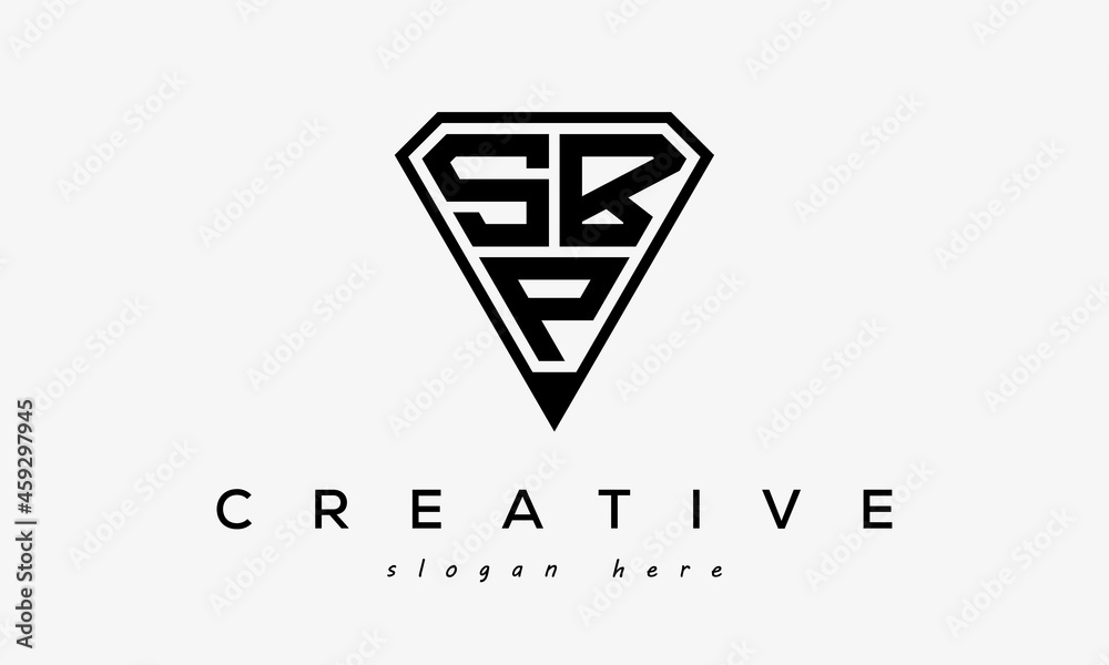 initial letters logo SBP black monogram diamond pentagon shape with ...