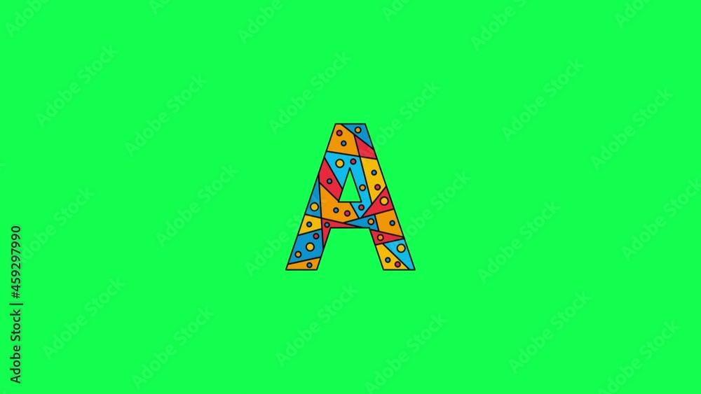 Letter A. Animated unique font made of circles and triangles, polygons ...