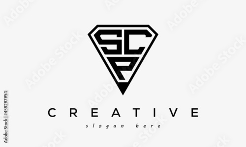 initial letters logo SCP black monogram diamond pentagon shape with ...