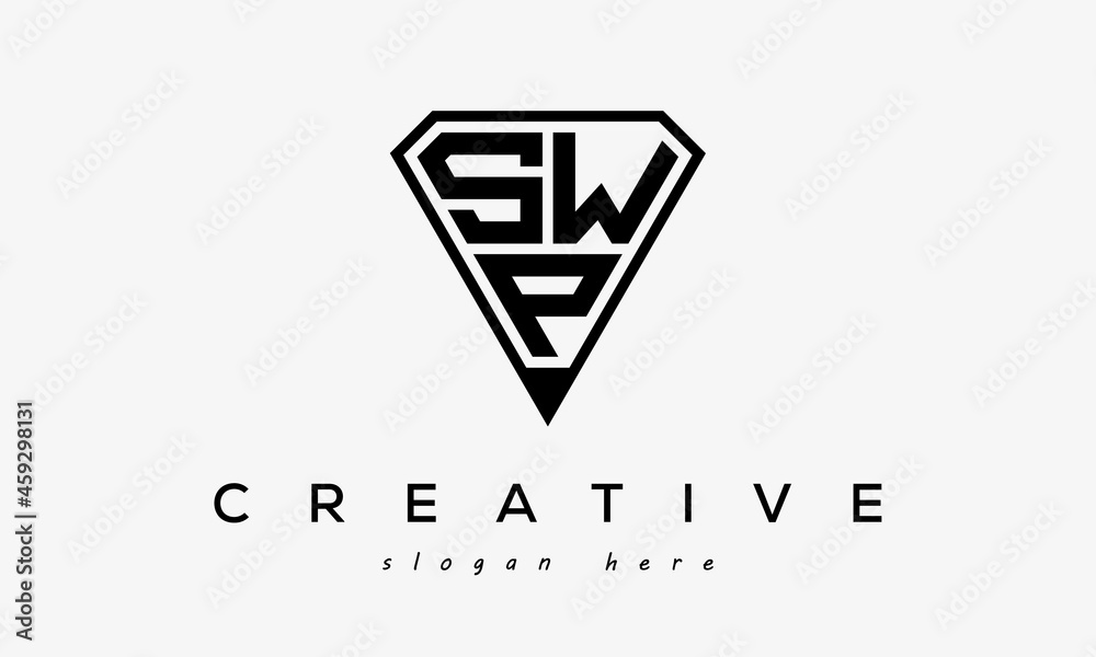 Vetor de initial letters logo SWP black monogram diamond pentagon shape ...