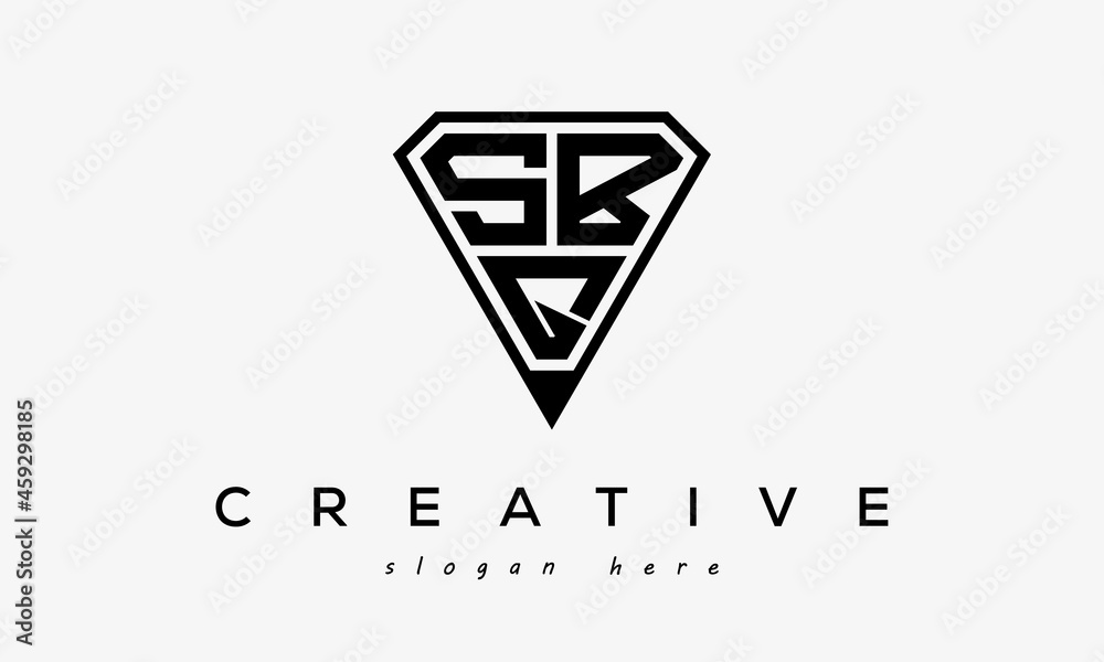 initial letters logo SBQ black monogram diamond pentagon shape with ...