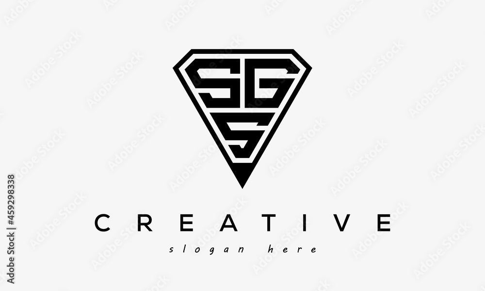 Vetor de initial letters logo SGS black monogram diamond pentagon shape ...