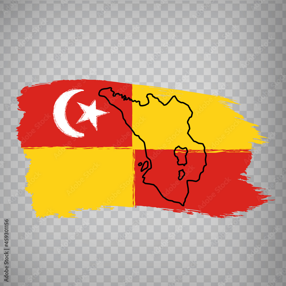 Flag of State Selangor from brush strokes. High quality map and flag ...