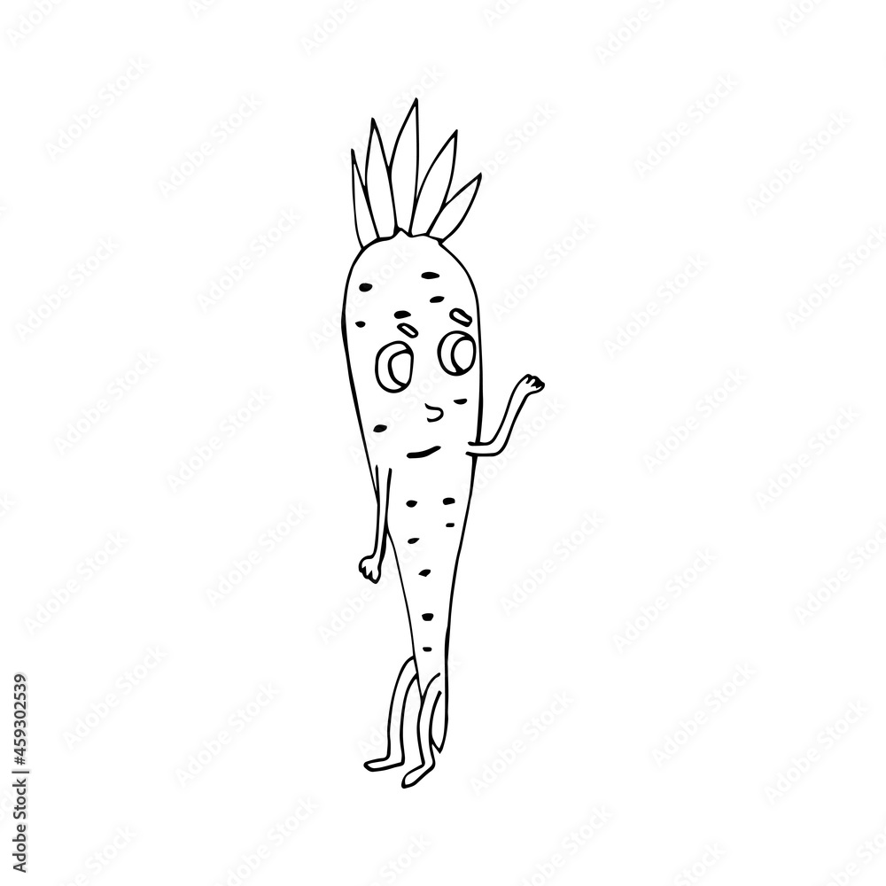 Funny cartoon carrot character. Vegetables and fruits. Vector ...