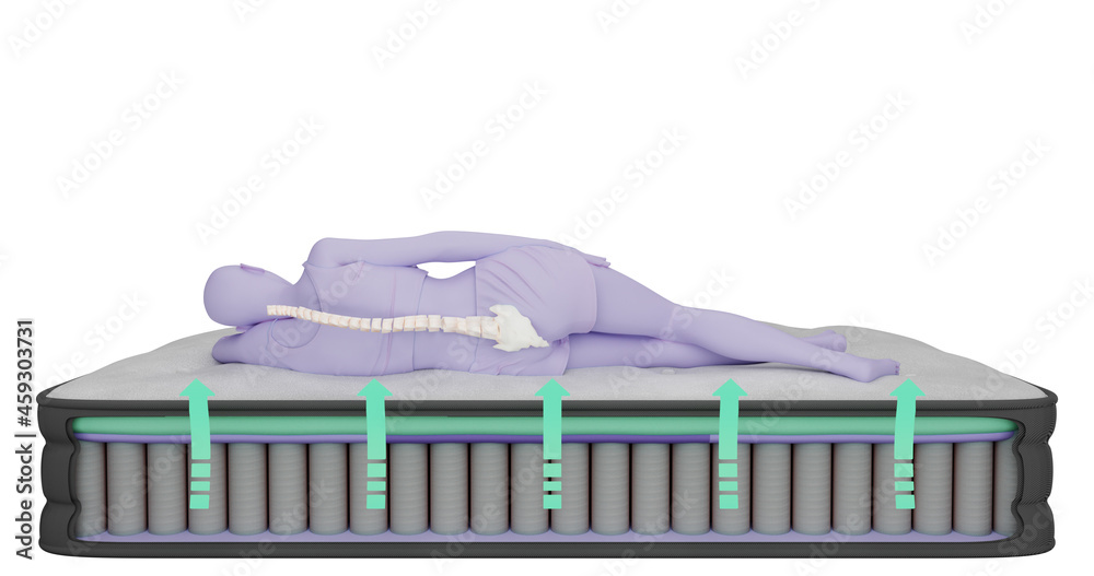 3d illustration rendering of the inner part of the mattress composition ...