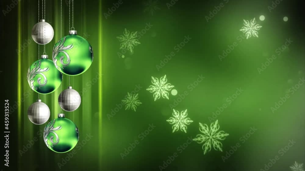 Christmas balls with characters. Animation on a green background ...