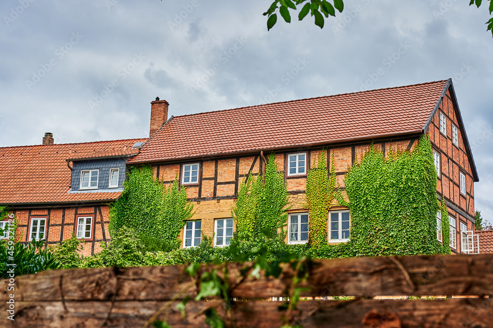View to the German medieval town Dannenberg. You can see the facade of ...