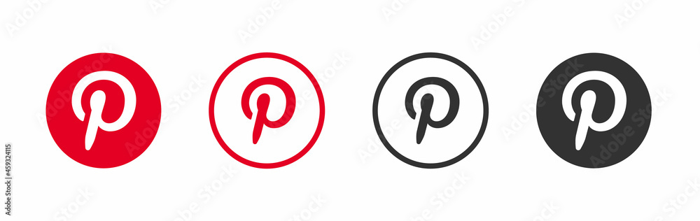 Collection of popular social media Pinterest logo. Social media icons ...