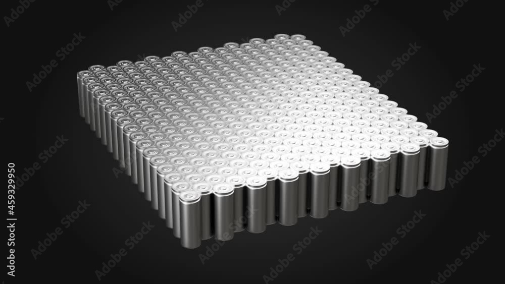 Lithium ion battery module rotating on black background, Li-Ion pack ...