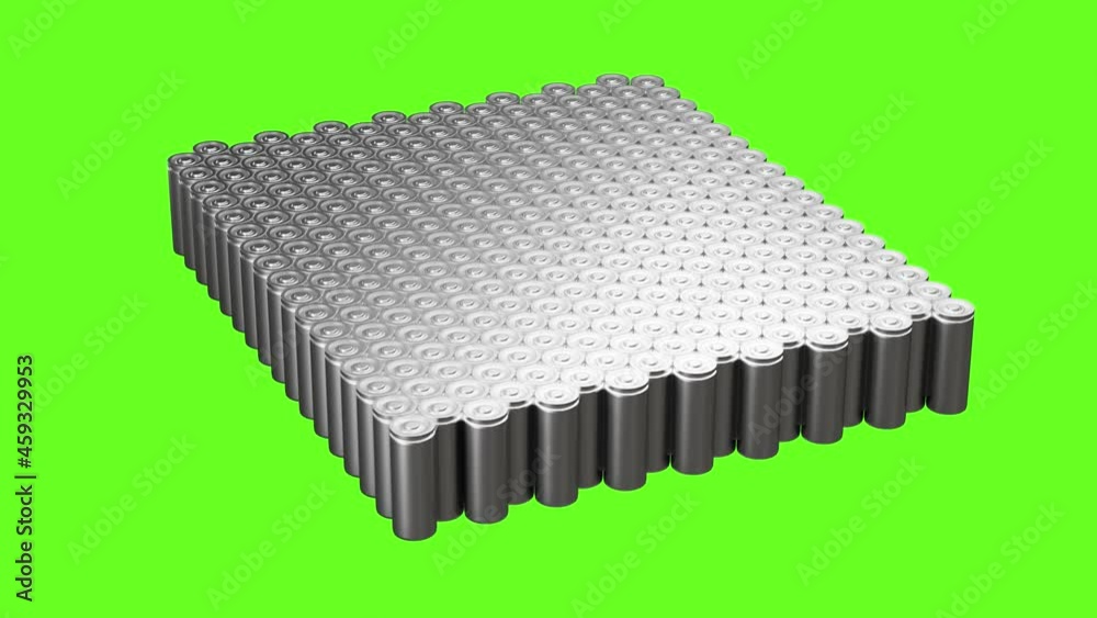 Lithium ion battery module rotating on green background, Li-Ion pack ...