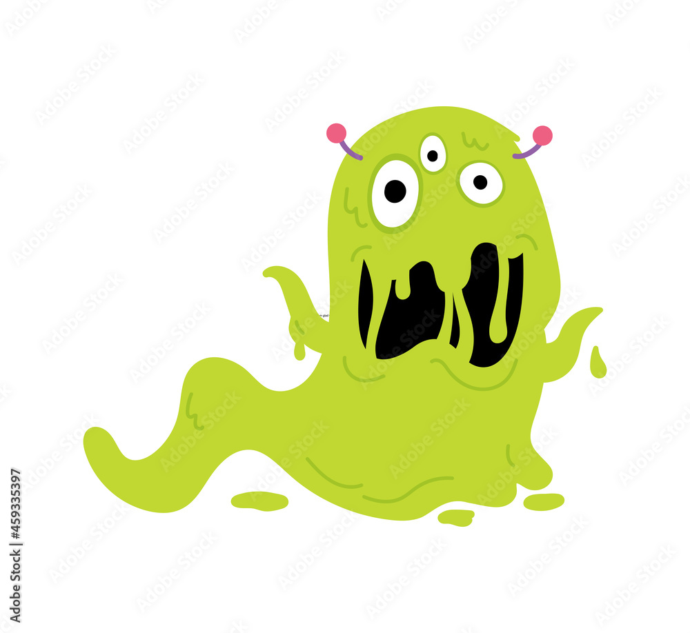Cartoon slime monster isolated on white background. Cute monster ...