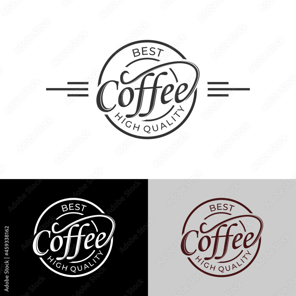 Coffee shop logo design template. Retro coffee emblem. Vector art ...