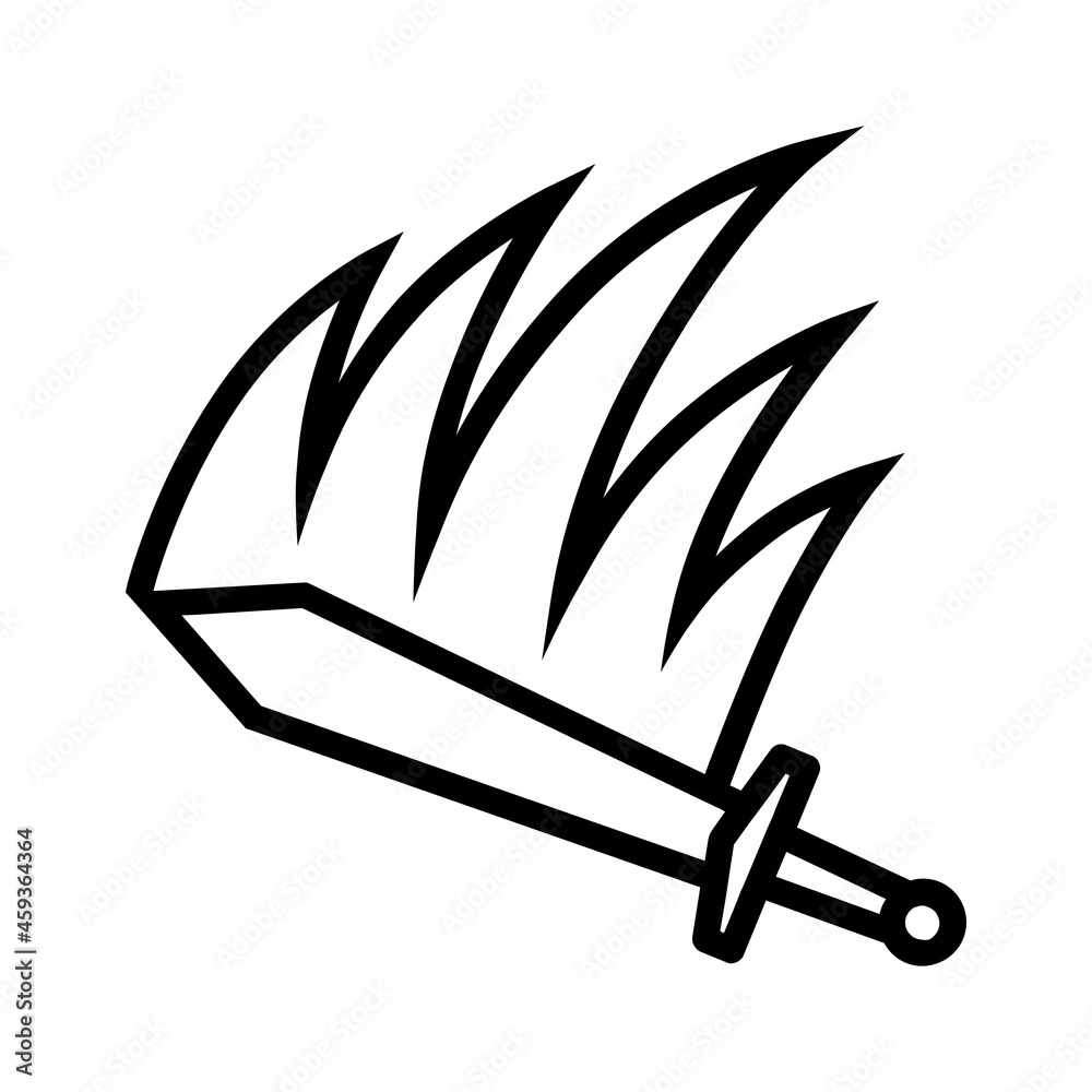 Slashing attack with a sword line art vector icon for games and ...