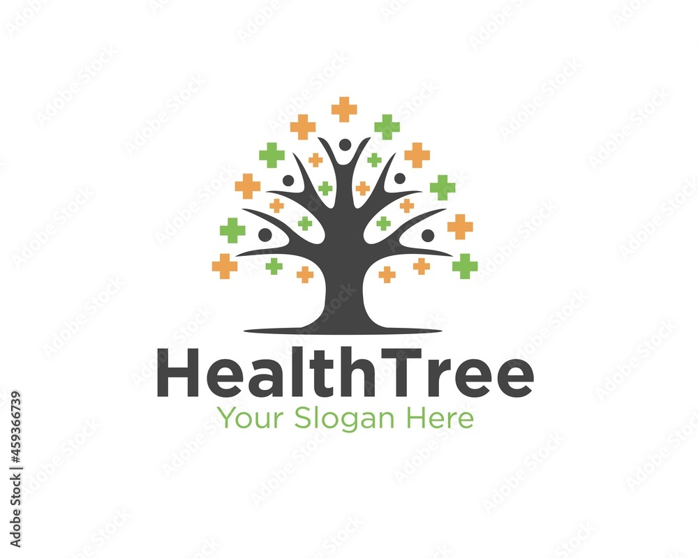 plus health tree logo designs for medical service and clinic or ...