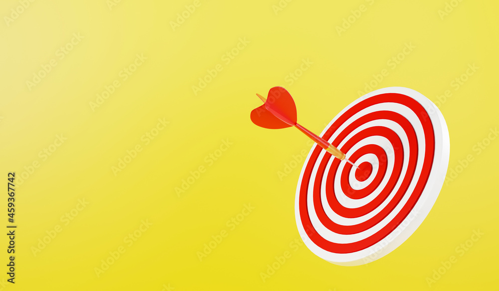 Dart arrow hitting to center on bullseye (bull's-eye) dartboard is ...