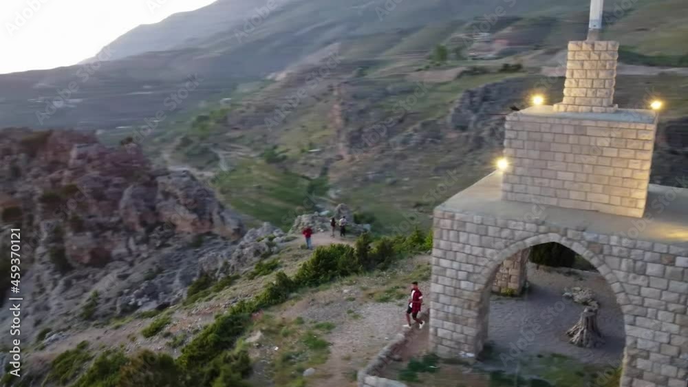 Aerial View Of Cedars Cross And Bcharre Mountains In Lebanon - drone ...