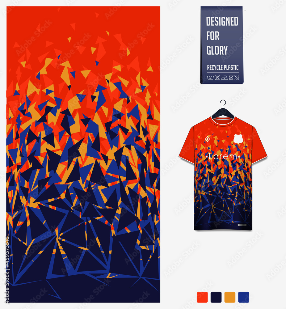Soccer jersey pattern design. Geometric pattern on orange background ...