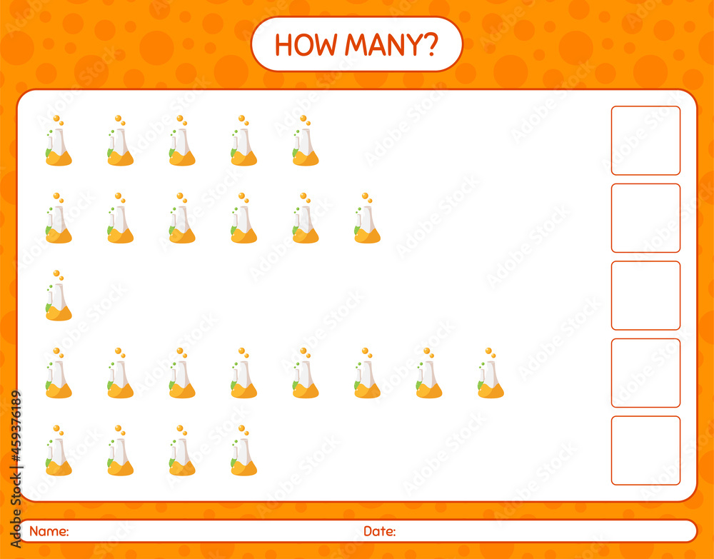 How many counting game with chemistry tube. worksheet for preschool ...