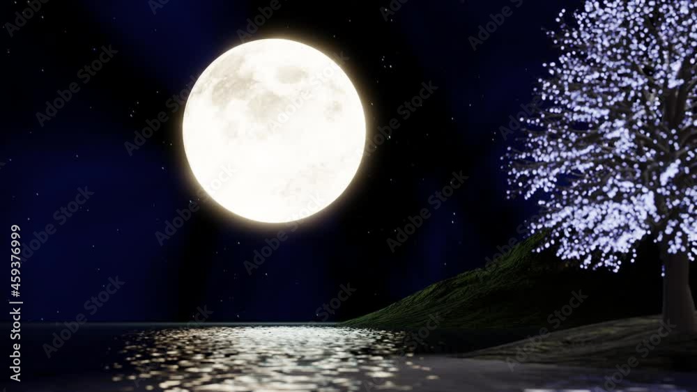 full blue moon In the night sky there are stars in the sky. Super Moon ...