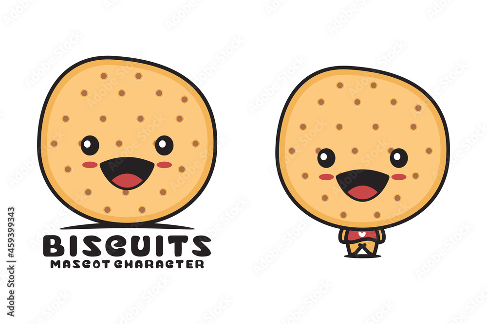 cute biscuits mascot, snack cartoon illustration Stock Vector | Adobe Stock