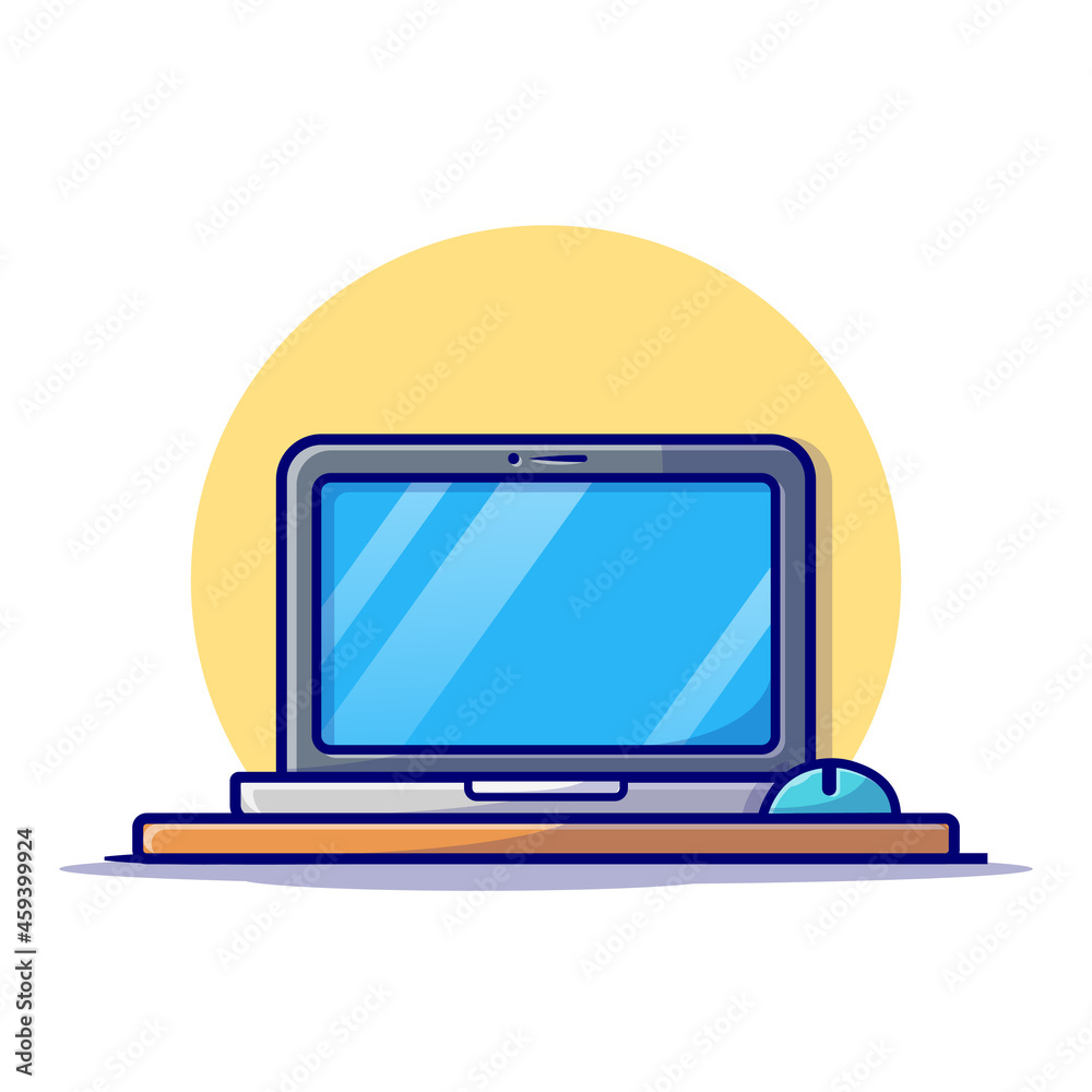 Laptop With Mouse Cartoon Vector Icon Illustration. Technology Object ...