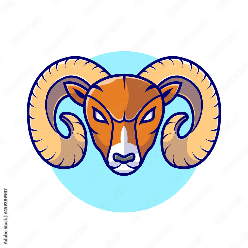 Angry Ram Goat Mascot Cartoon Vector Icon Illustration. Animal Nature ...