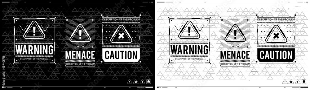Caution futuristic ski-fi UI design elements in modern technology style ...