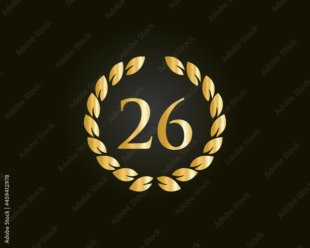 26th Anniversary Ring Logo Template. 26th Years Anniversary Logo With ...