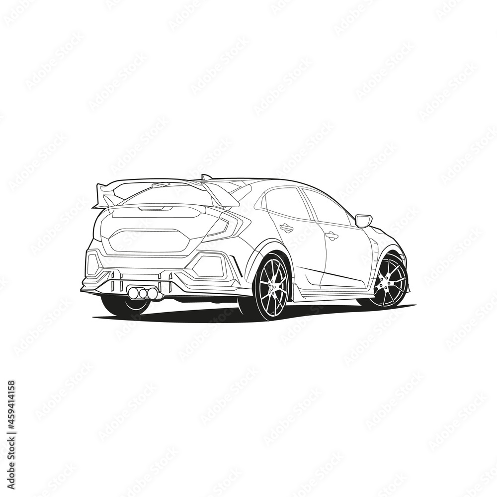 Car outline coloring pages vector Stock Photo | Adobe Stock