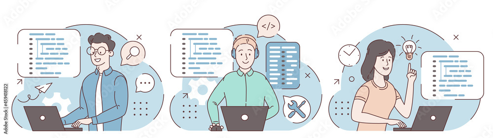 Concept of script coding, programming. A programming language ...