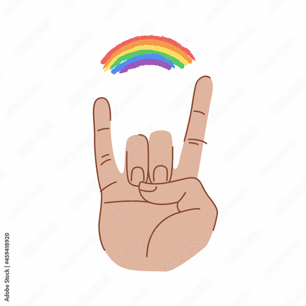 LGBT poster design. LGBT concept. Hand gesture of rock. Rock sign ...