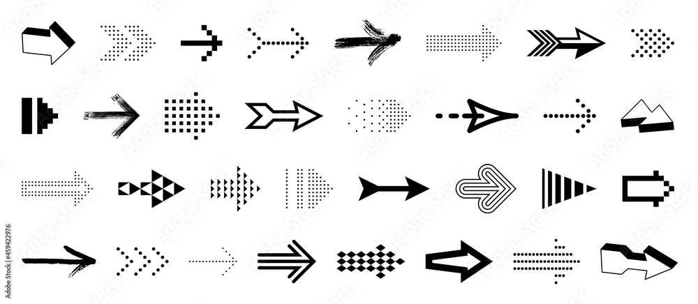 Arrow symbols big set of different shapes styles and concepts, cursors ...