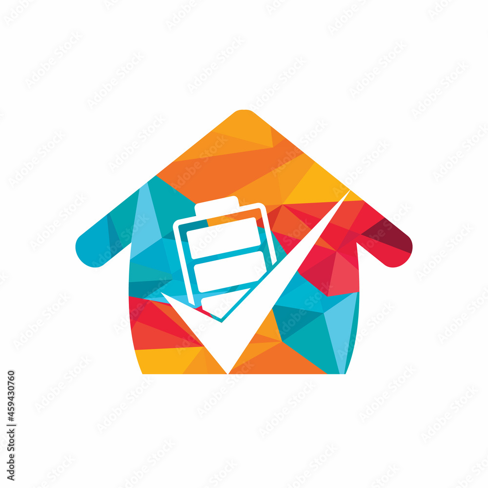 Battery check mark with home vector logo design template. Vector ...